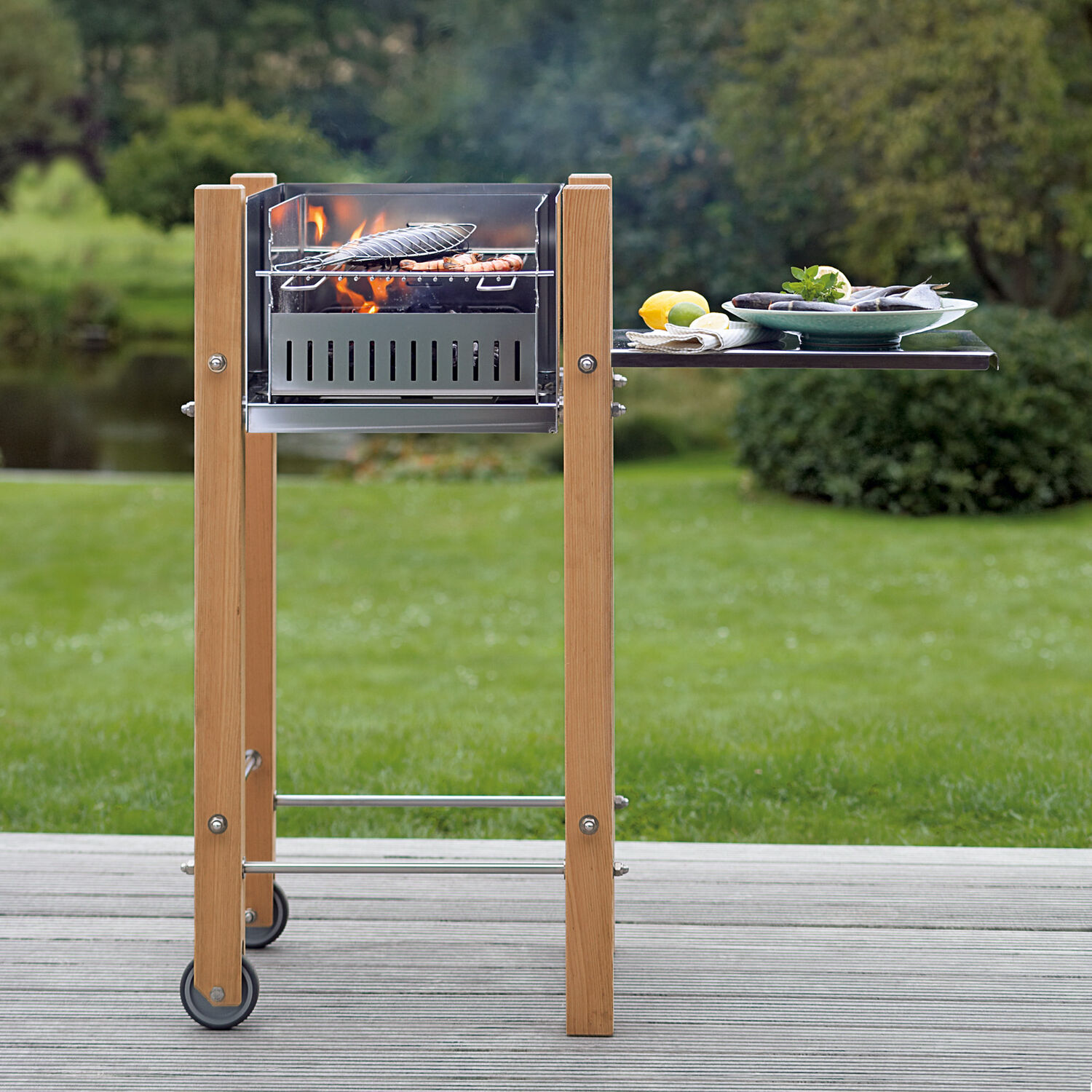 Grill Edelstahl Teak Garpa