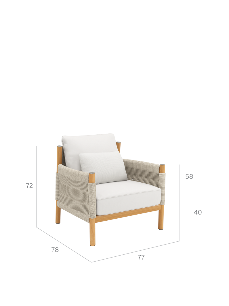 Cavo Lounge Sessel Beige inkl. Auflagen Travertin | Garpa